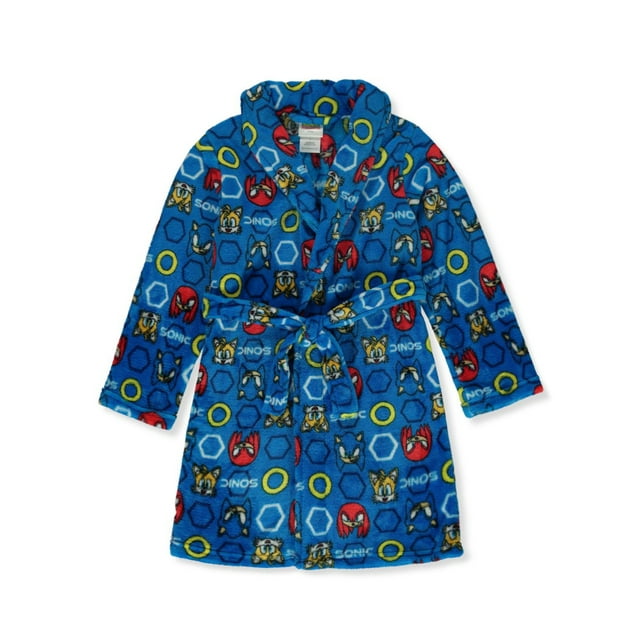 Sonic The Hedgehog Boy's Plush Fleece Bathrobe with Tails and Knuckles ...