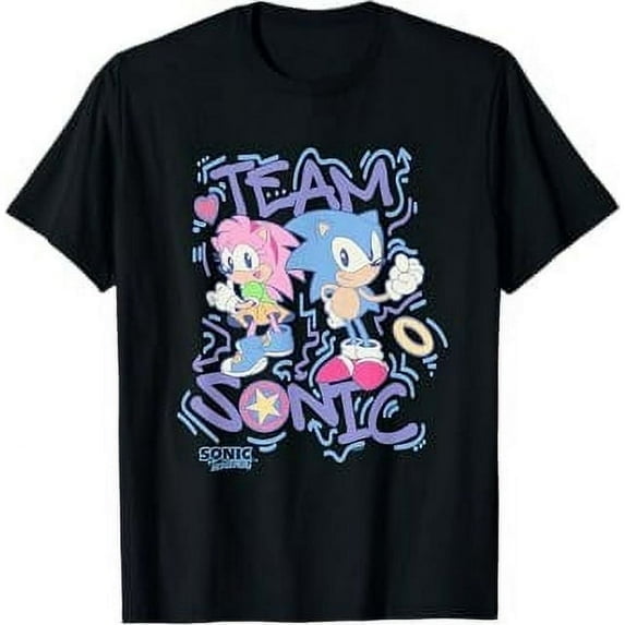 Sonic The Hedgehog Team Sonic Amy Rose Vintage T-Shirt ,Black Color ...