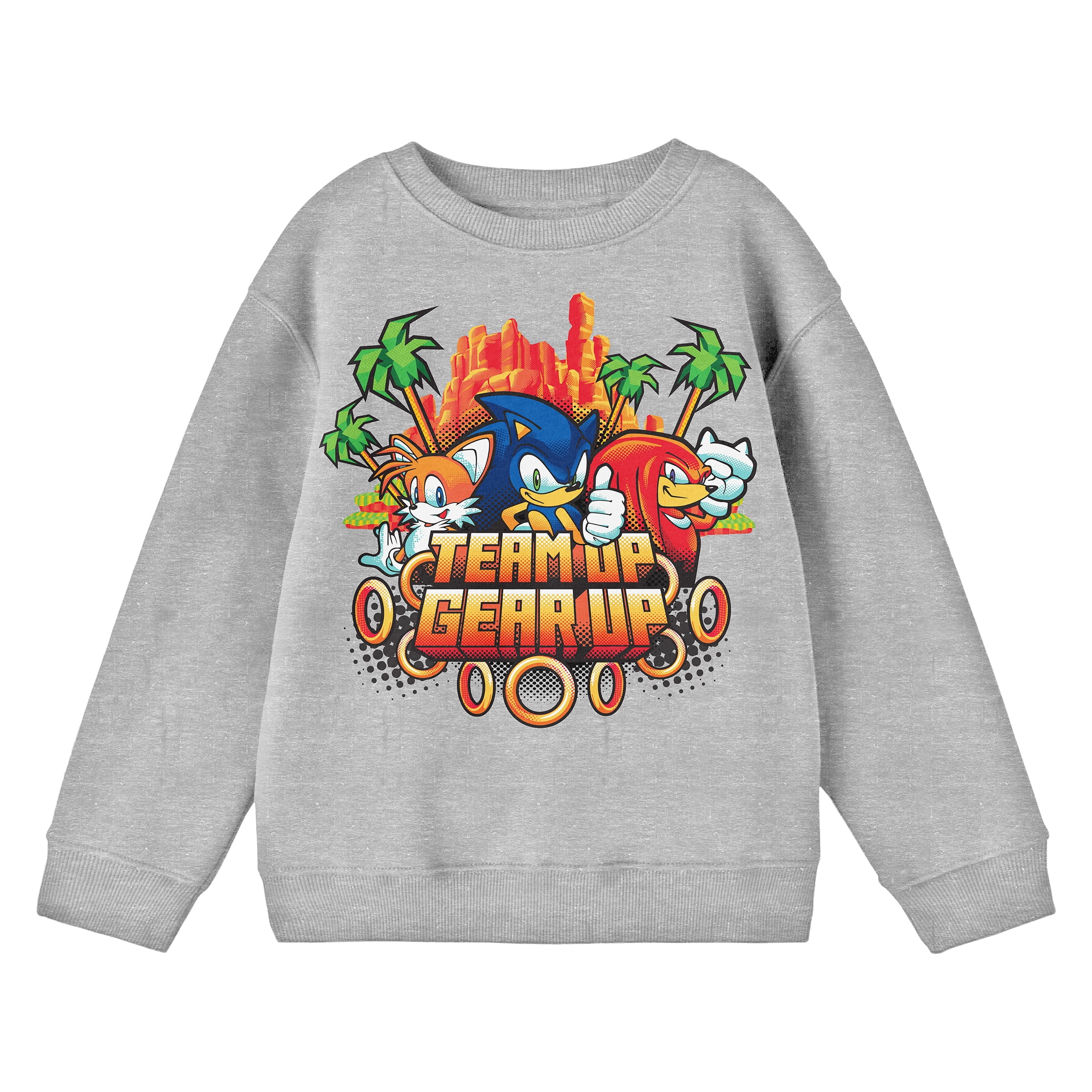 Sonic The Hedgehog Team Up Gear Up Youth Athletic Heather Crew Neck ...