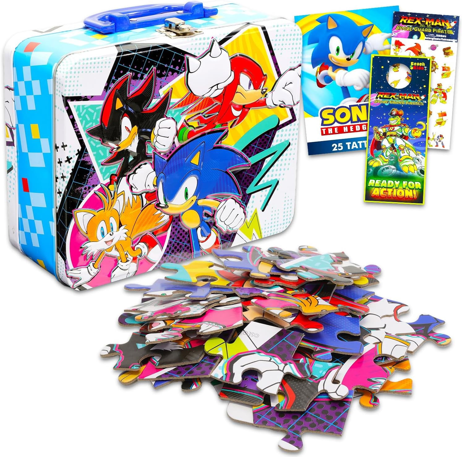 Sonic The Hedgehog Tin Lunch Box Puzzle Bundle - Sonic Lunchbox with ...