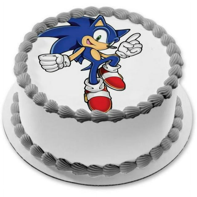 Sonic The Hedgehog White Background Edible Cake Topper Image 8in round ...