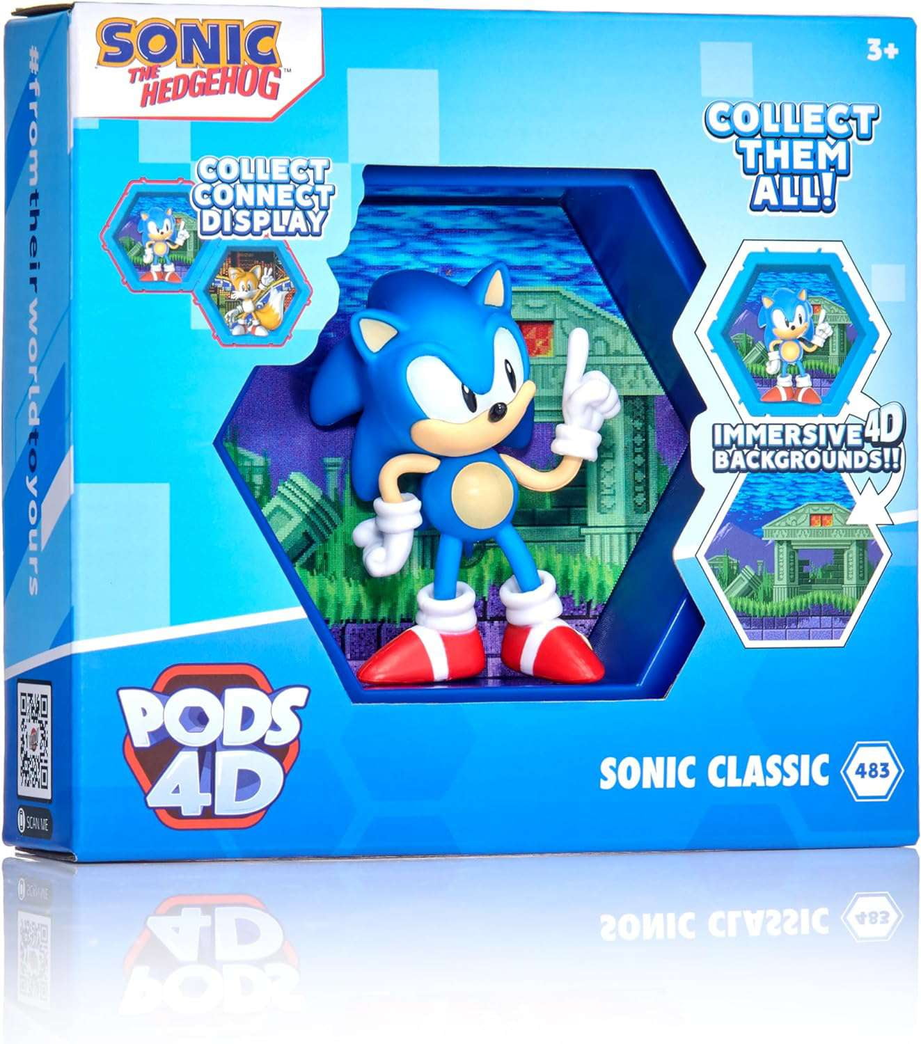 Sonic The Hedgehog Wow! POD 4D Classic Sonic Figure - Walmart.com