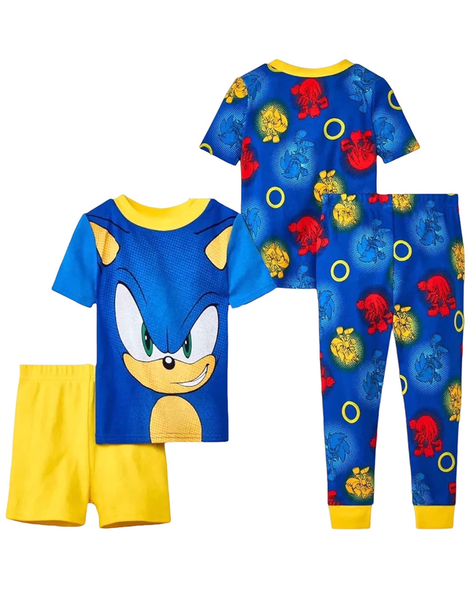 Sonic The Hedgehog with Tails and Knuckles 4-Piece Toddler Pajama Set ...