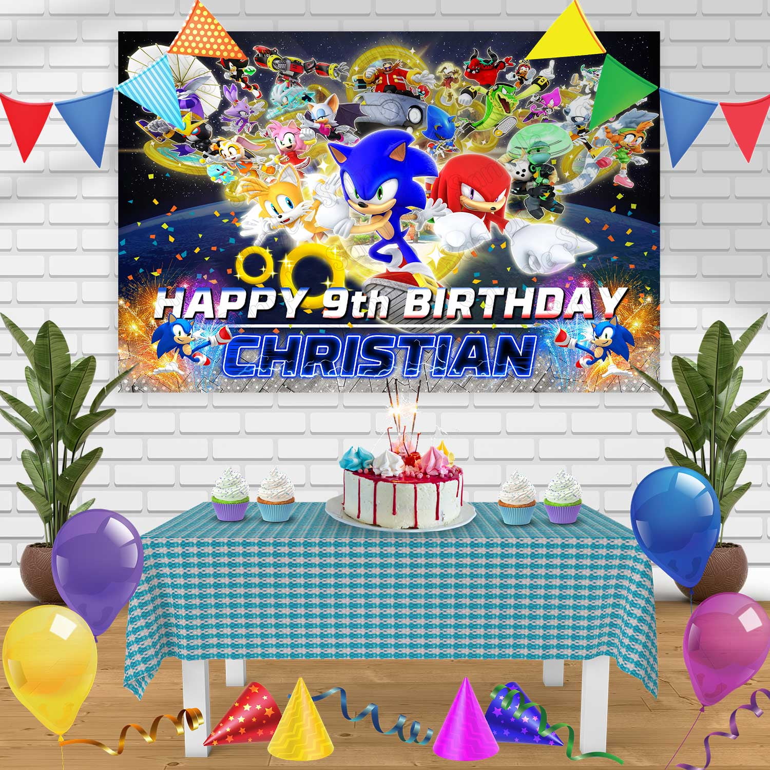 Sonic X c Birthday Banner Personalized Party Backdrop Decoration 60 x ...