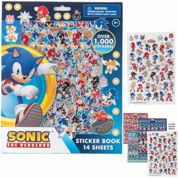 SEGA Sonic the Hedgehog Stickers for Kids 14 Sheets Over 1200 Stickers ...