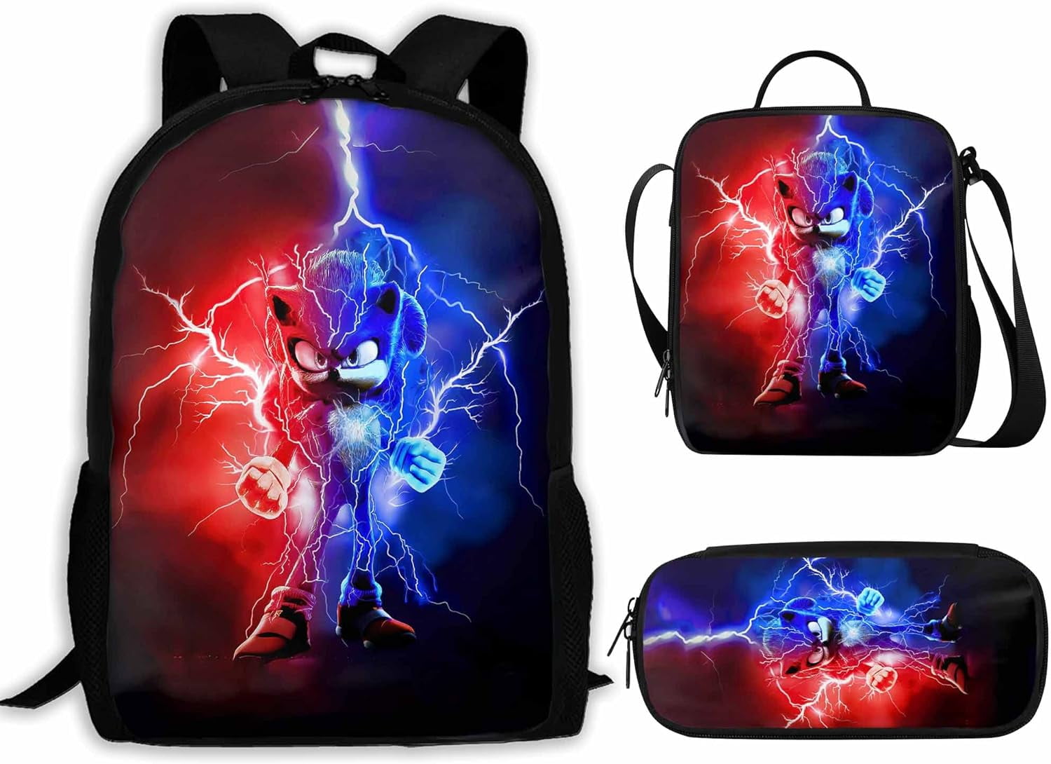 Sonic the Hedgehog 16" Large School Backpack 3 PCS set DHH - Walmart.com