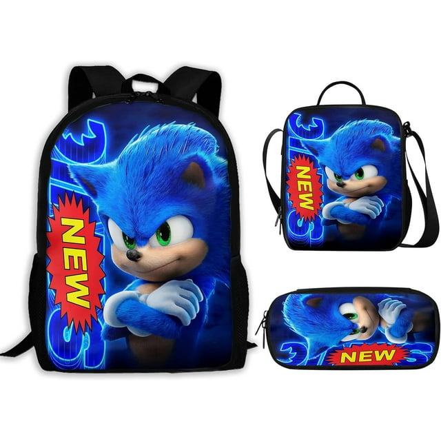 Sonic the Hedgehog 16" Large School Backpack 3 PCS set Q1L - Walmart.com