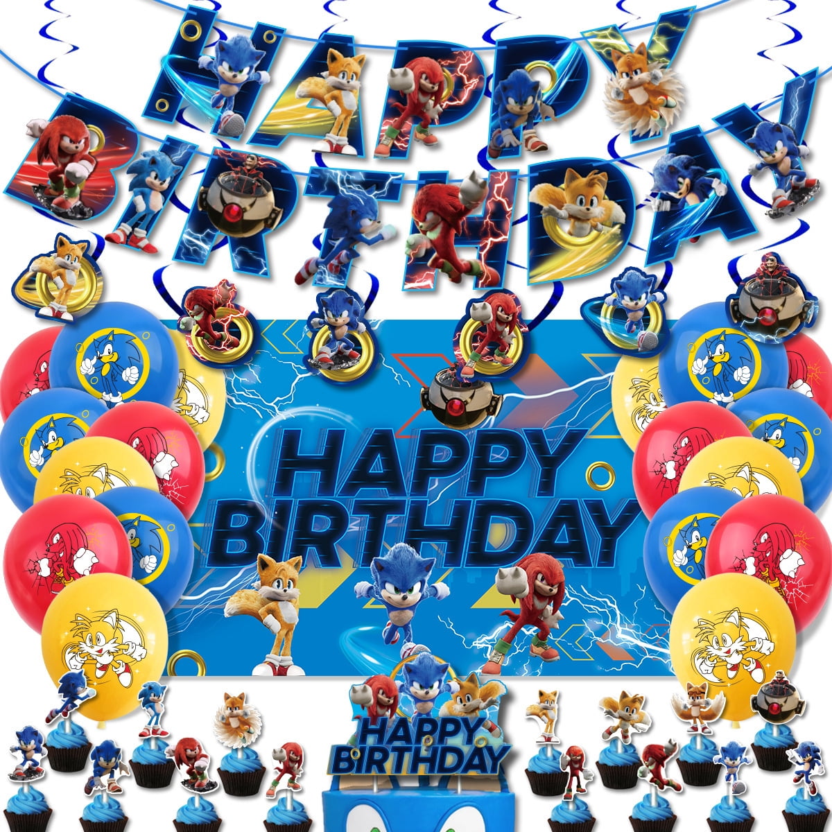 Sonic the Hedgehog 2 Party Decoration Balloons Banner Backdrop Cake ...