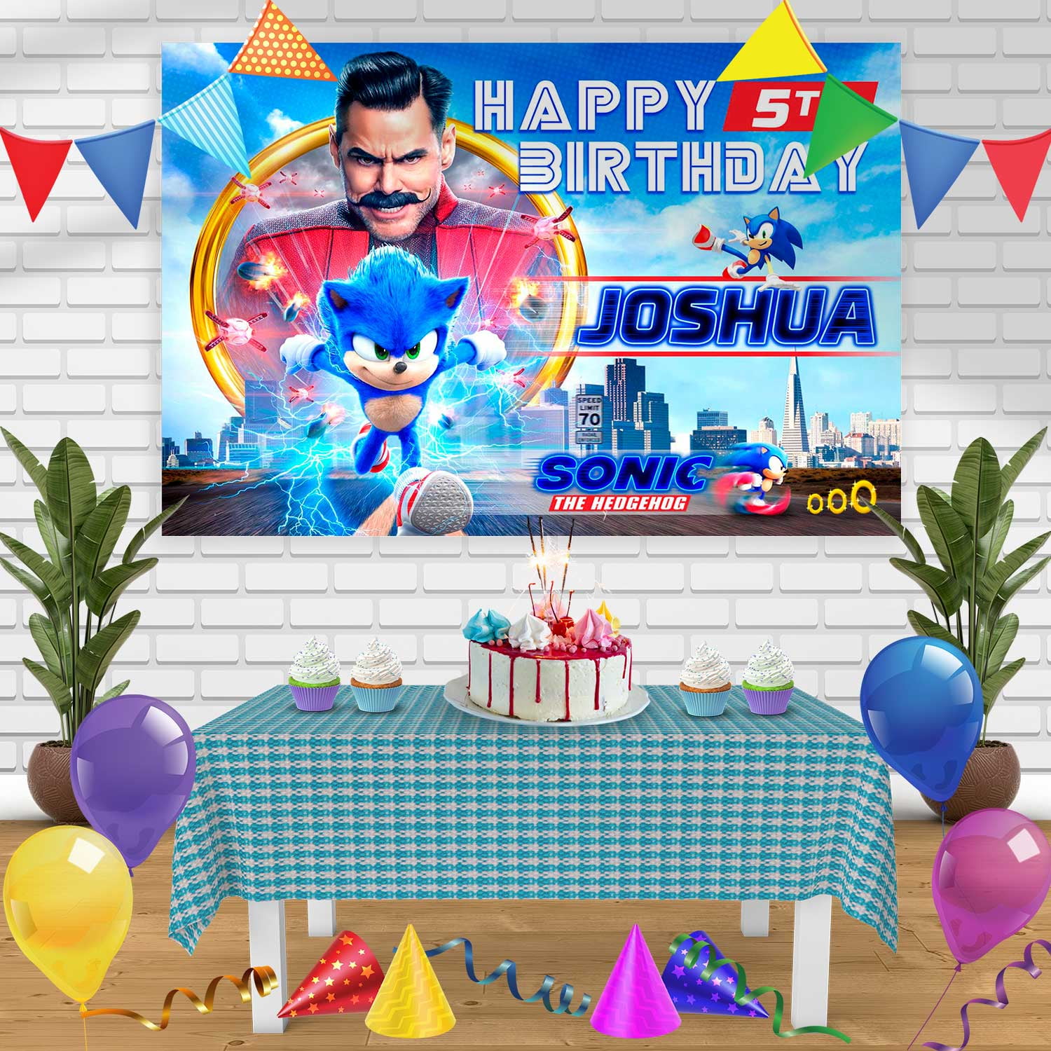 Sonic the Hedgehog 2020 Birthday Banner Personalized Party Backdrop ...