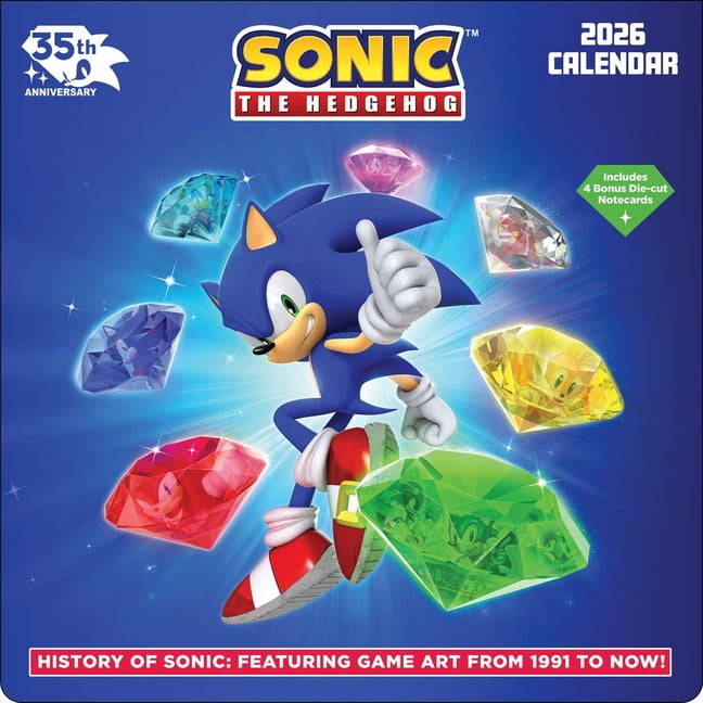 Sonic the Hedgehog 35th Anniversary 2026 Wall Calendar with 4 Bonus ...