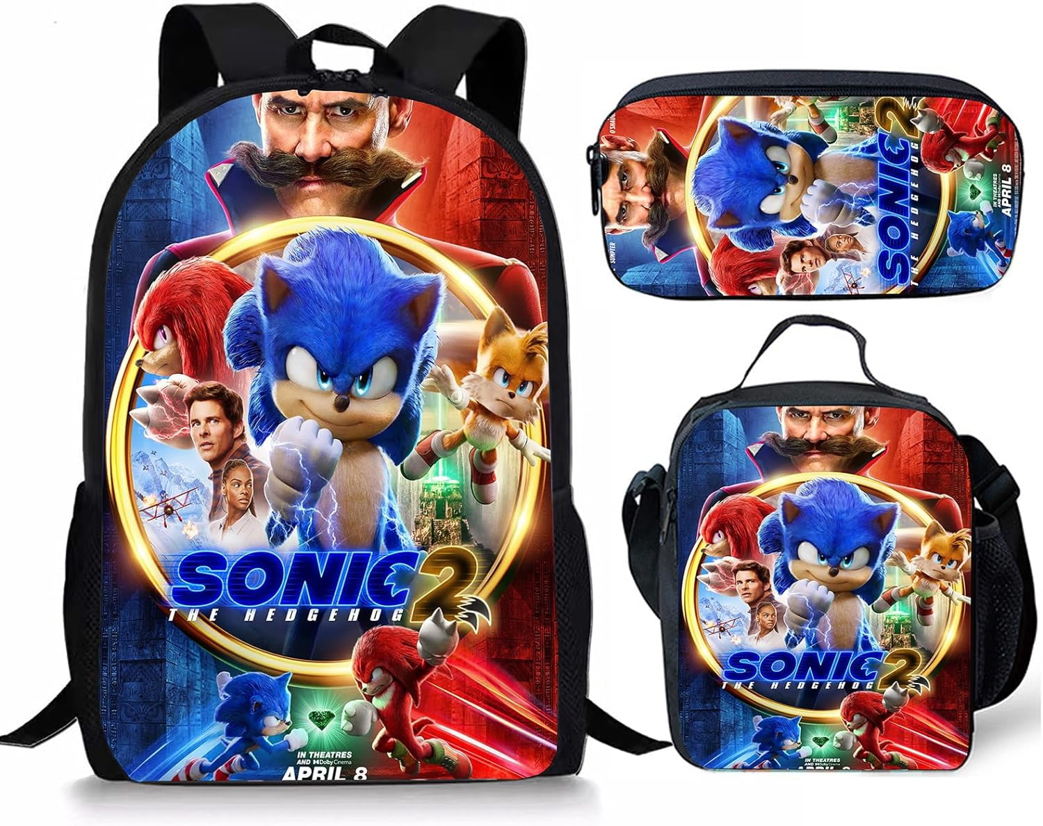 Sonic the Hedgehog 3pcs Backpack Set Casual Travel Backpack GRBN ...
