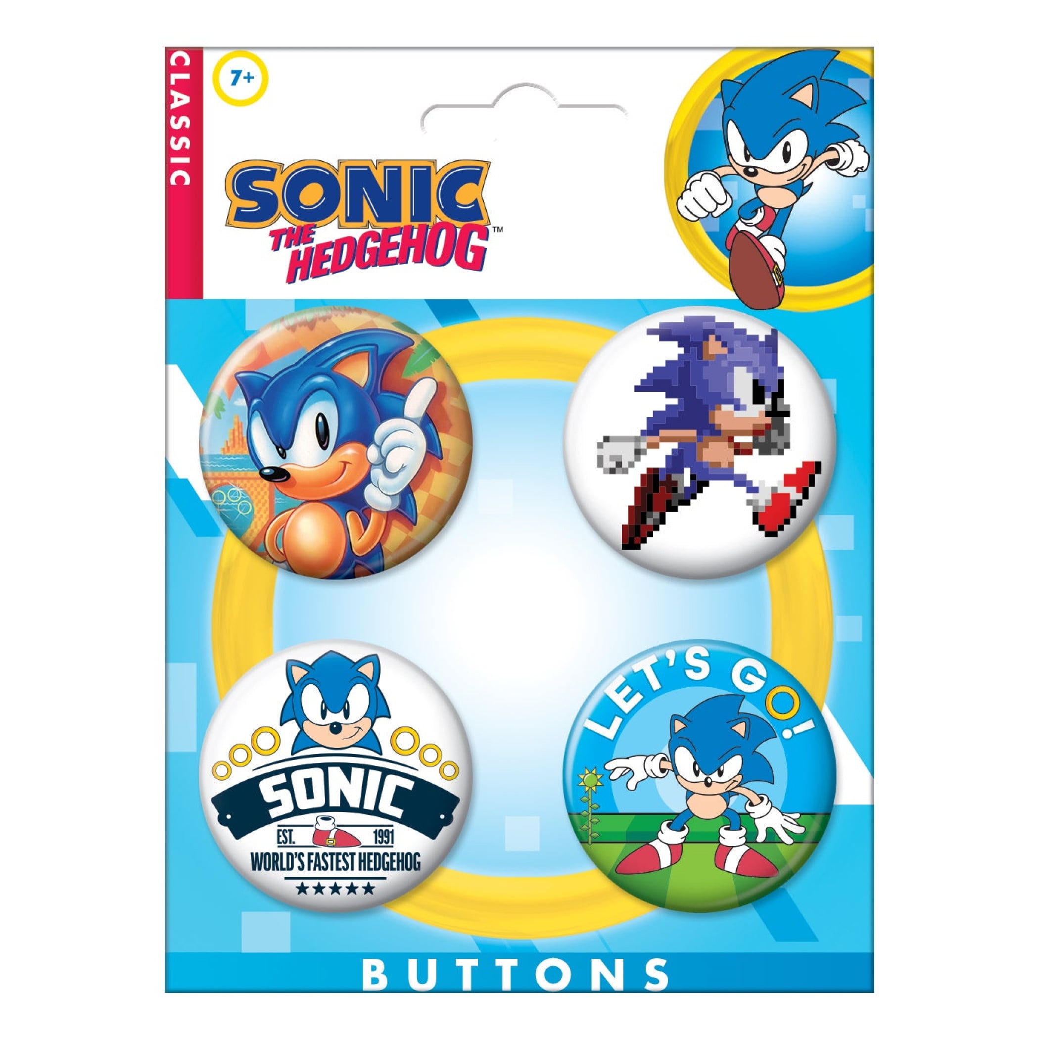Sonic the Hedgehog 4-Pack Button Set - Walmart.com