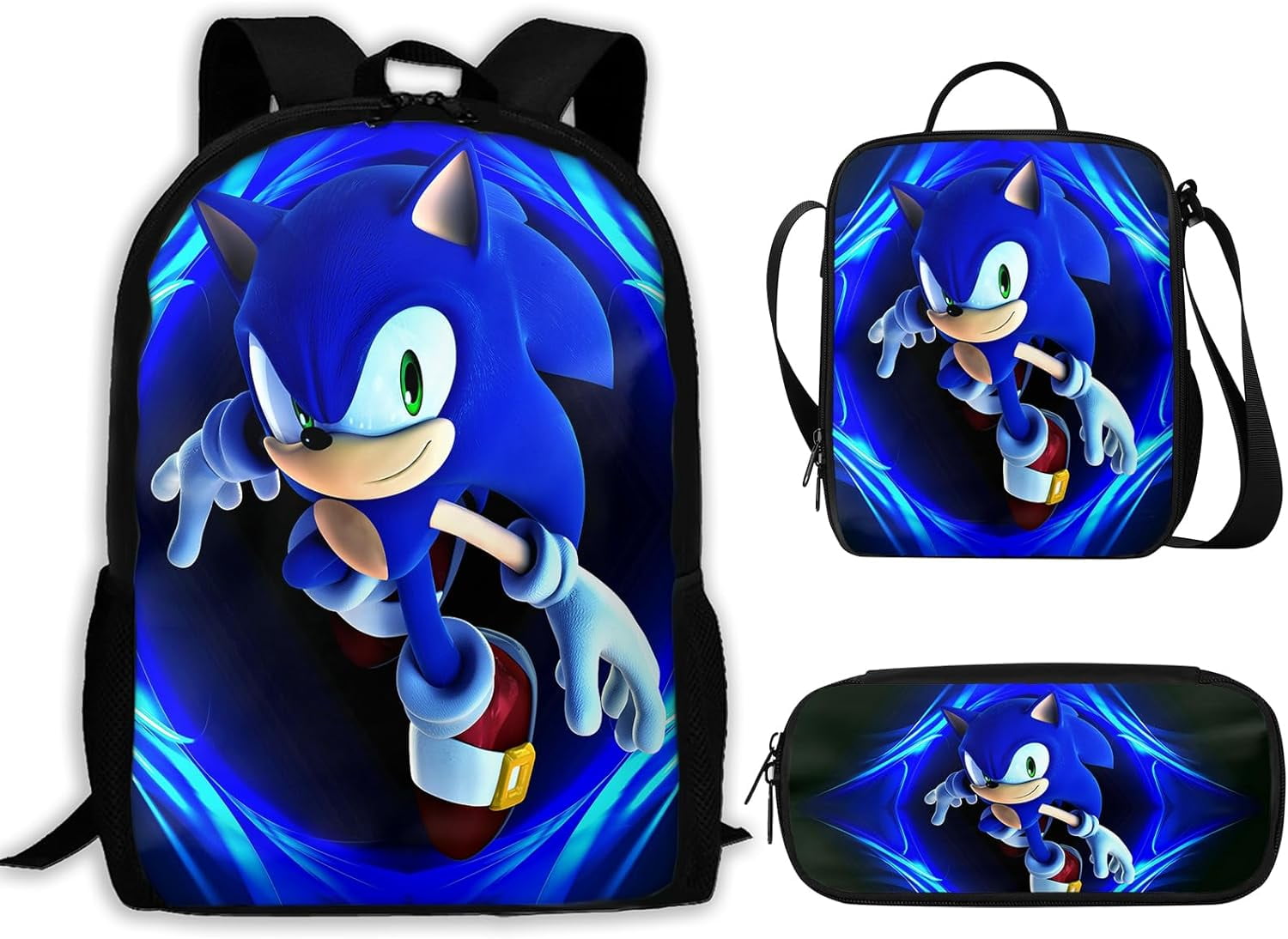 Sonic the Hedgehog 3-in-1 School Kids Backpack Set with Lunch Box and ...