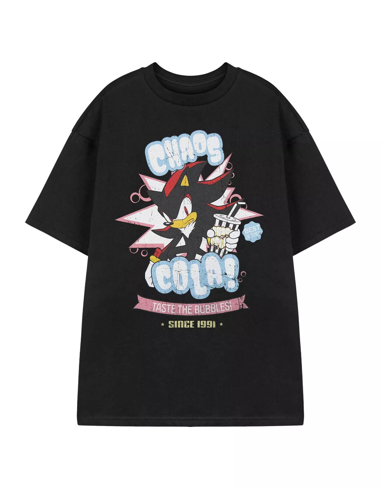 Sonic the Hedgehog Black Shadow Chaos Cola Short Sleeved T-Shirt Mens ...