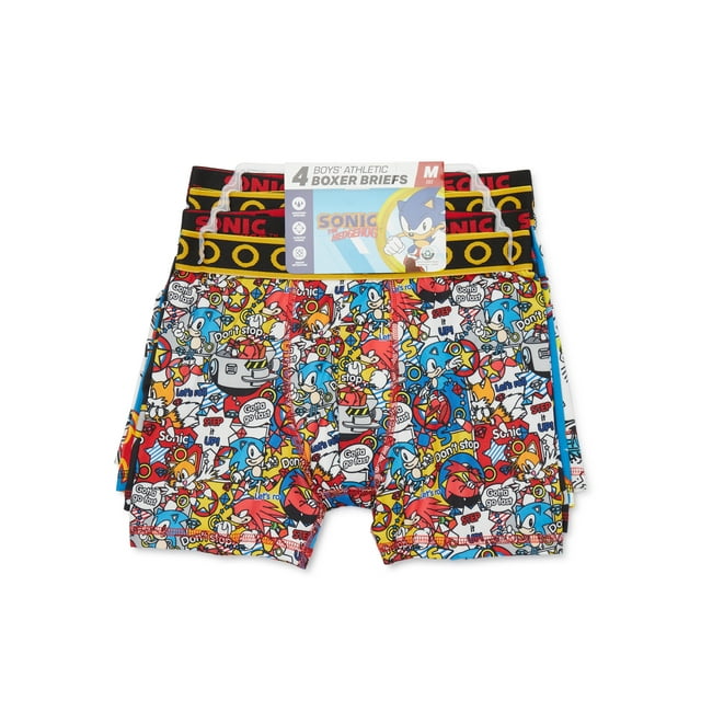 Sonic the Hedgehog Boy's All Over Print Boxer Briefs Underwear, 4-Pack ...