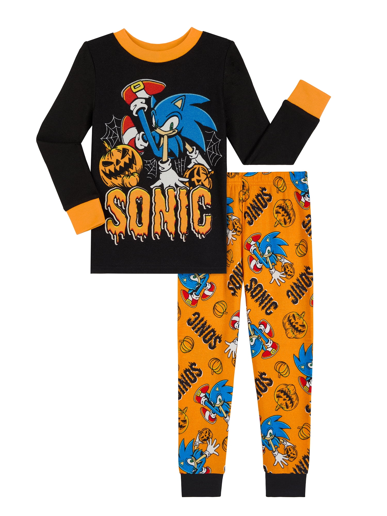 Sonic the Hedgehog Boys Halloween Snug Fit Long Sleeve Top and Sleep ...