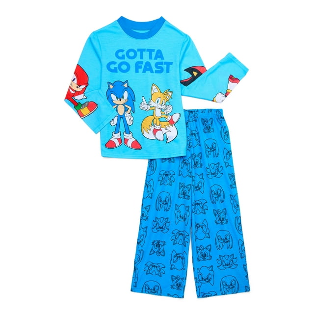 Sonic the Hedgehog Boys Long Sleeve Top and Sleep Pants Pajama Set, 2 ...