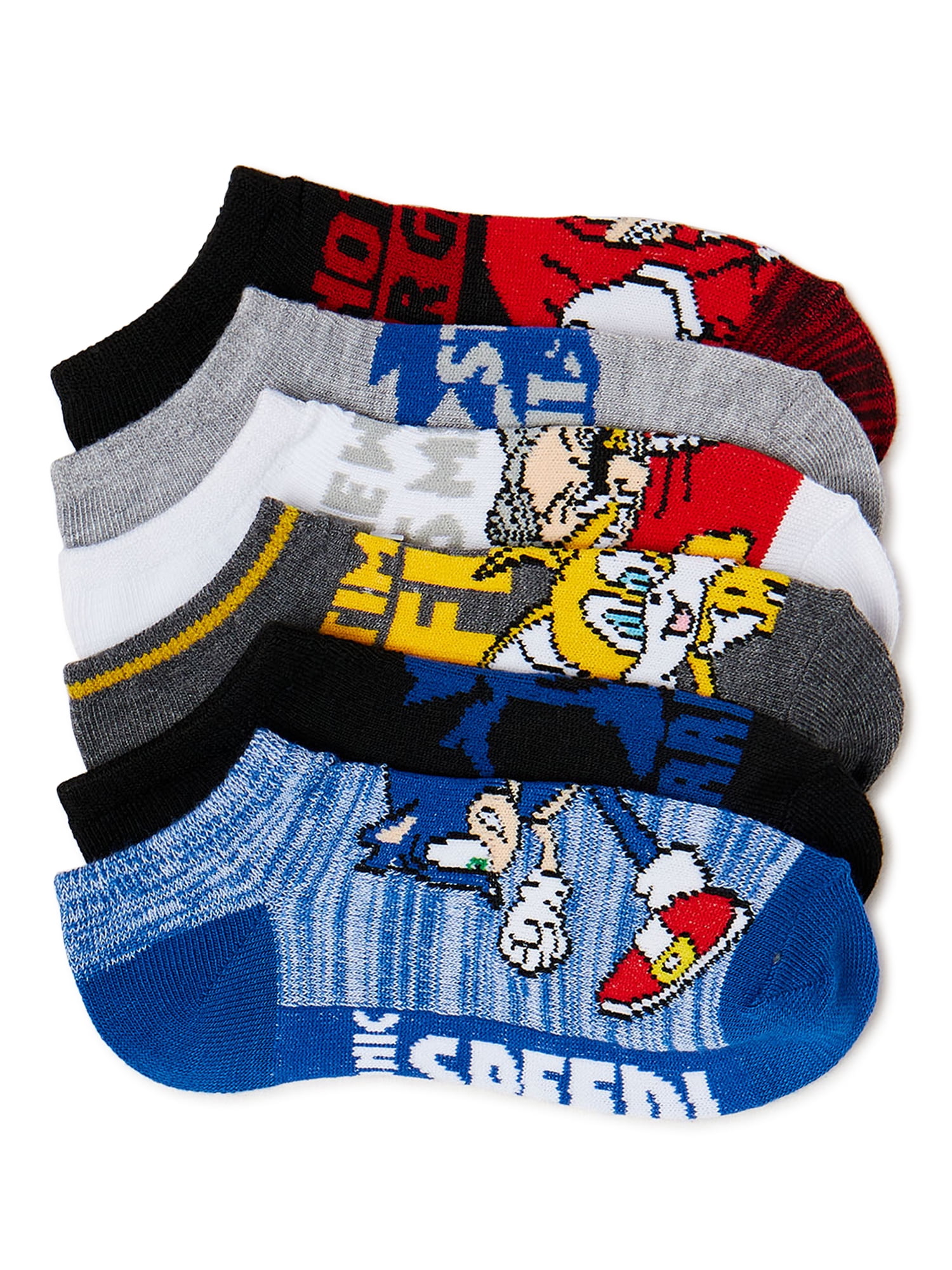 Sonic the Hedgehog, Boys No-Show Socks, 6-Pack, Sizes S-L - Walmart.com
