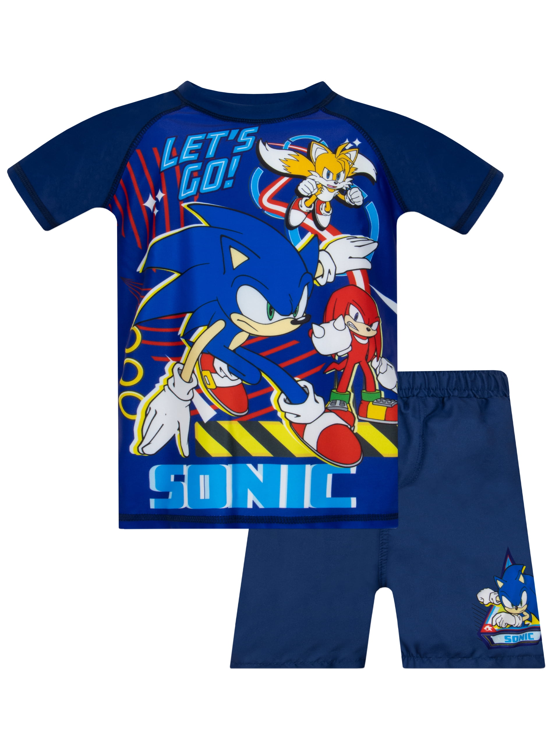 Sonic the Hedgehog Boys Rash Guard and Swim Shorts Set Blue Sizes 6-14 ...