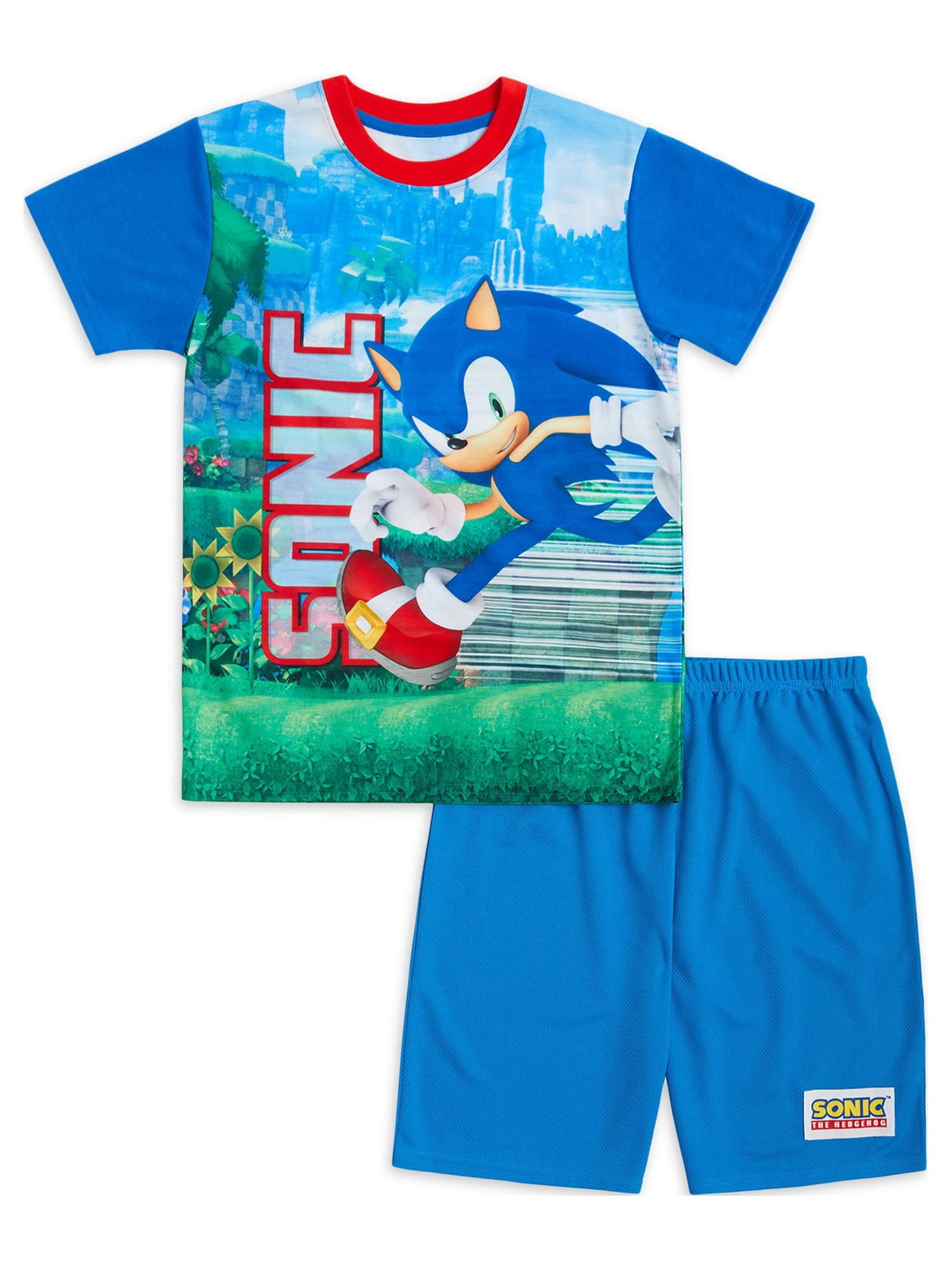 Sonic the Hedgehog Boys Short Sleeve 2-piece Pajama Short Set, Sizes 4 ...