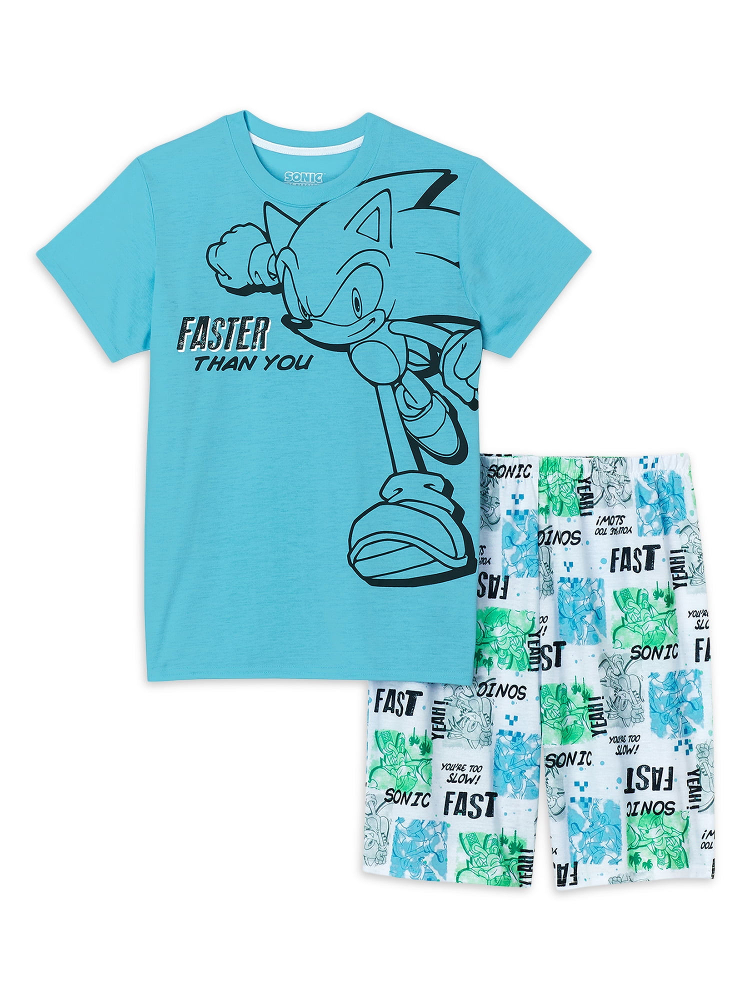 Sonic The Hedgehog Boys Pajama Set, Short Sleeve Top and Shorts, Sizes ...
