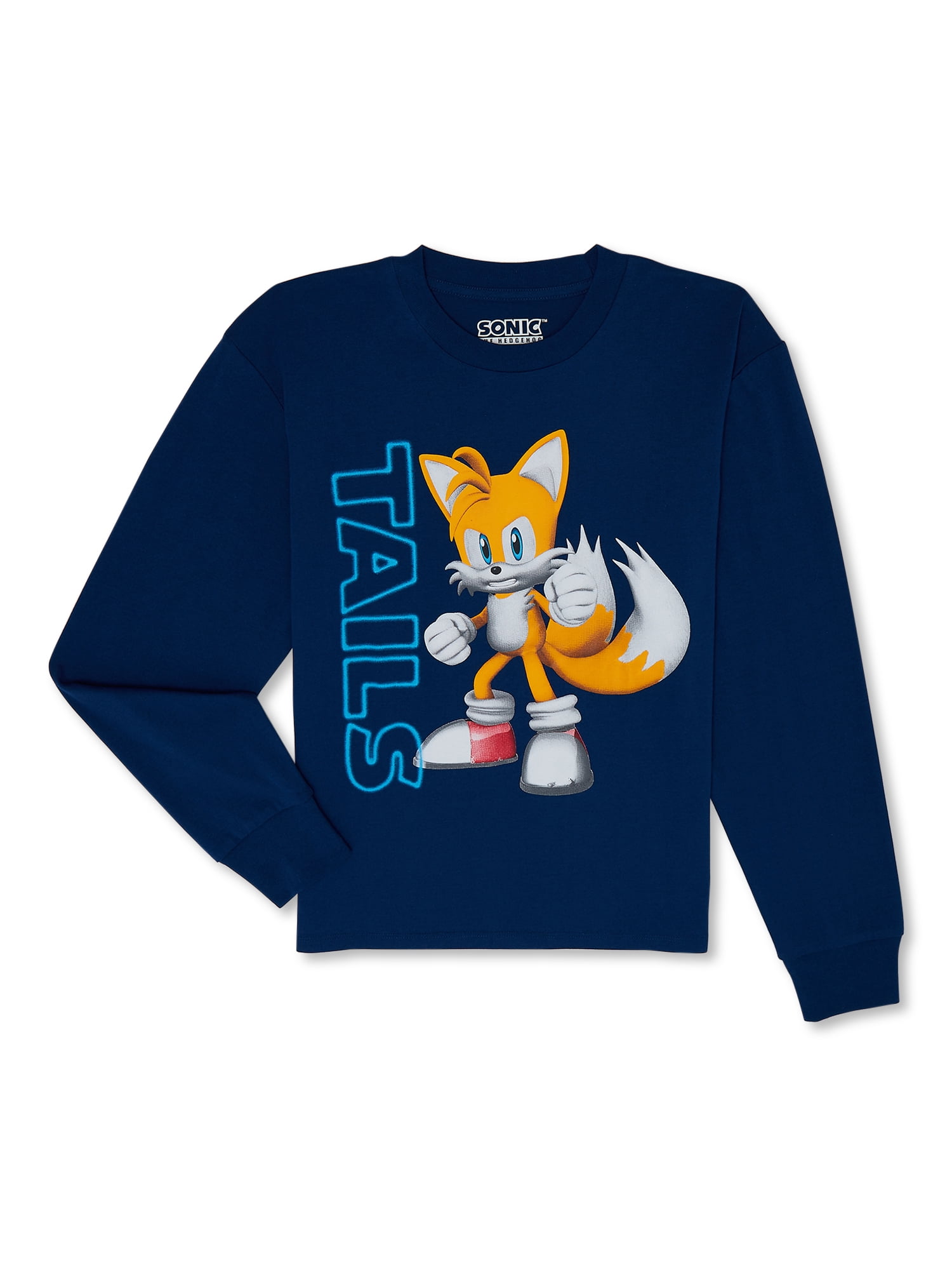 Sonic the Hedgehog Boys Tails Tee - Long Sleeve Print Shirt - Walmart.com