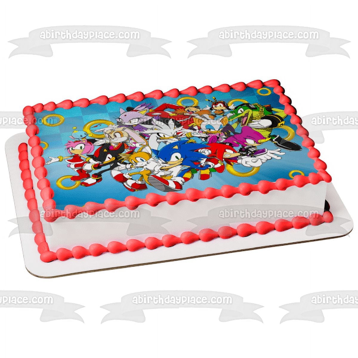 Sonic the Hedgehog Cast Checkers Background Tails Knuckles and Amy Rose ...