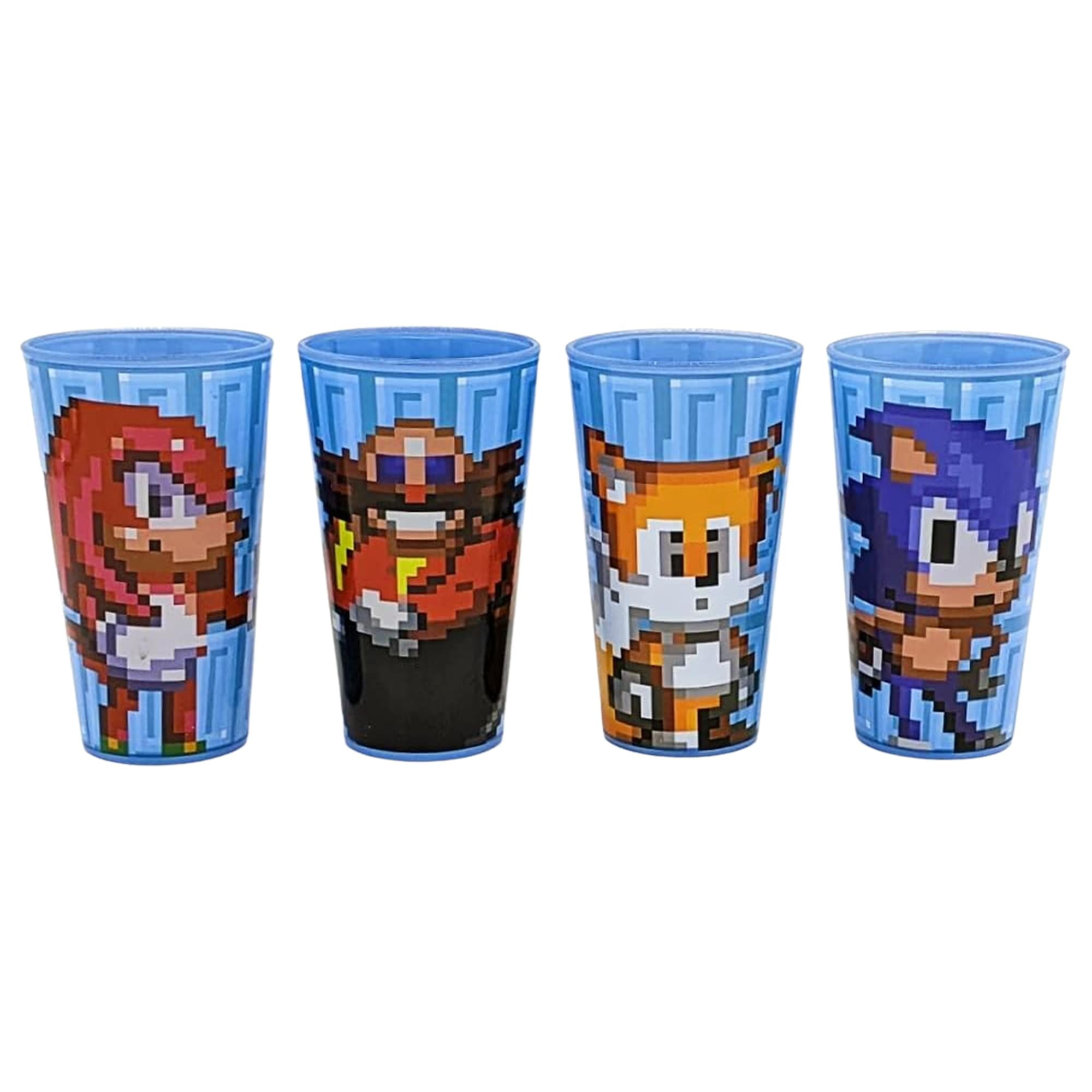 Sonic the Hedgehog Character Sprites Glass Set of 4 Tumbler Cups ...
