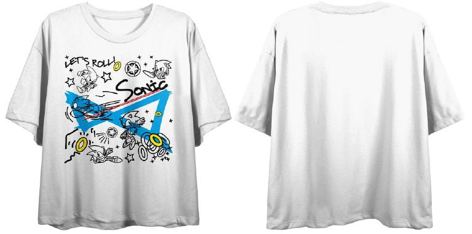 Sonic the Hedgehog Classic Let's Roll Women's White Graphic Crop Tee ...