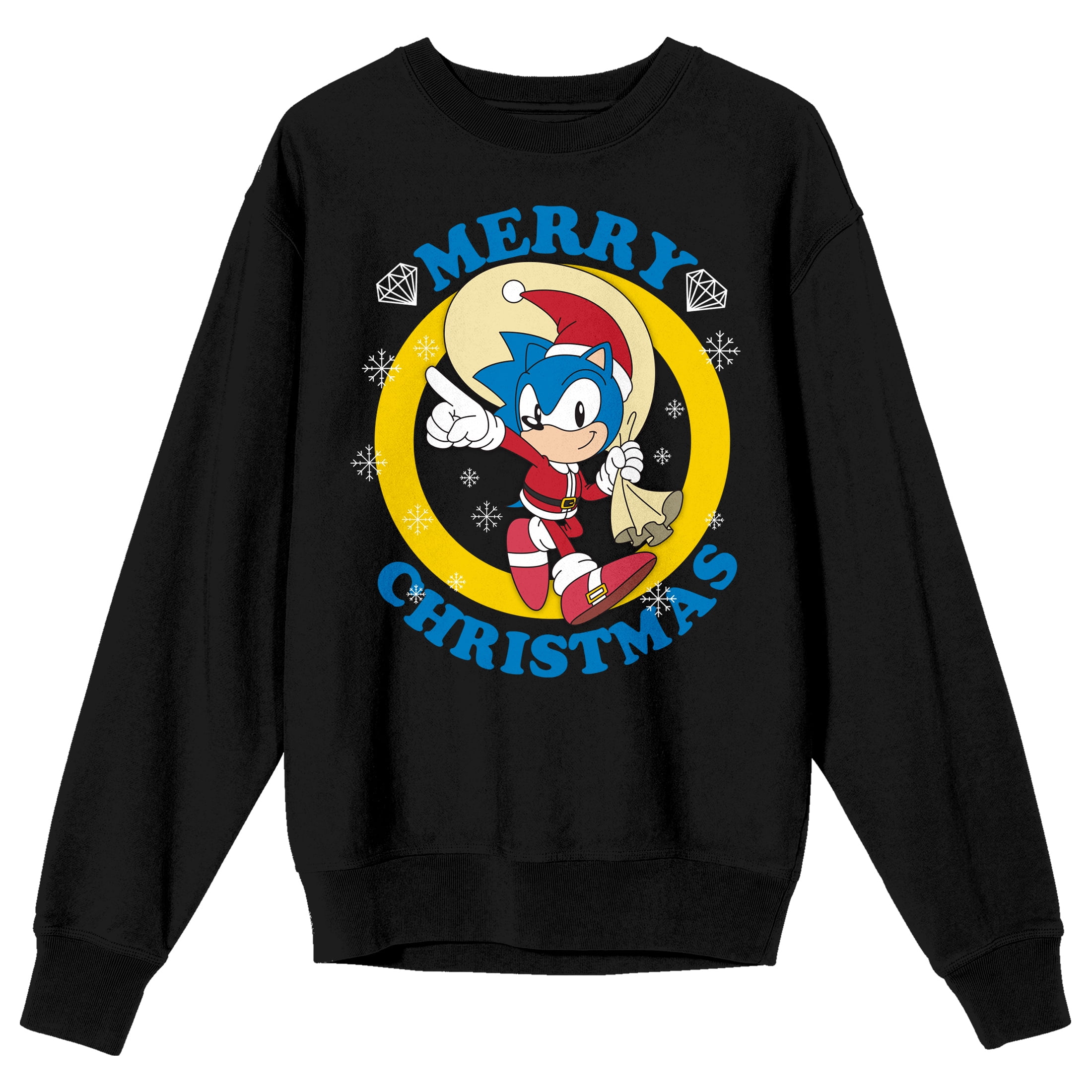 Sonic the Hedgehog Classic Merry Christmas Adult Black Crew Neck ...