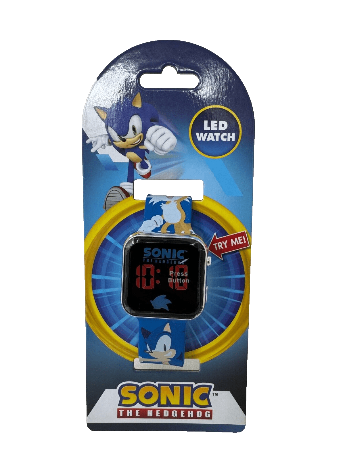 "SEGA Sonic the Hedgehog Digital Watch, Blue Rubber Strap, 1.50"" x 3. ...