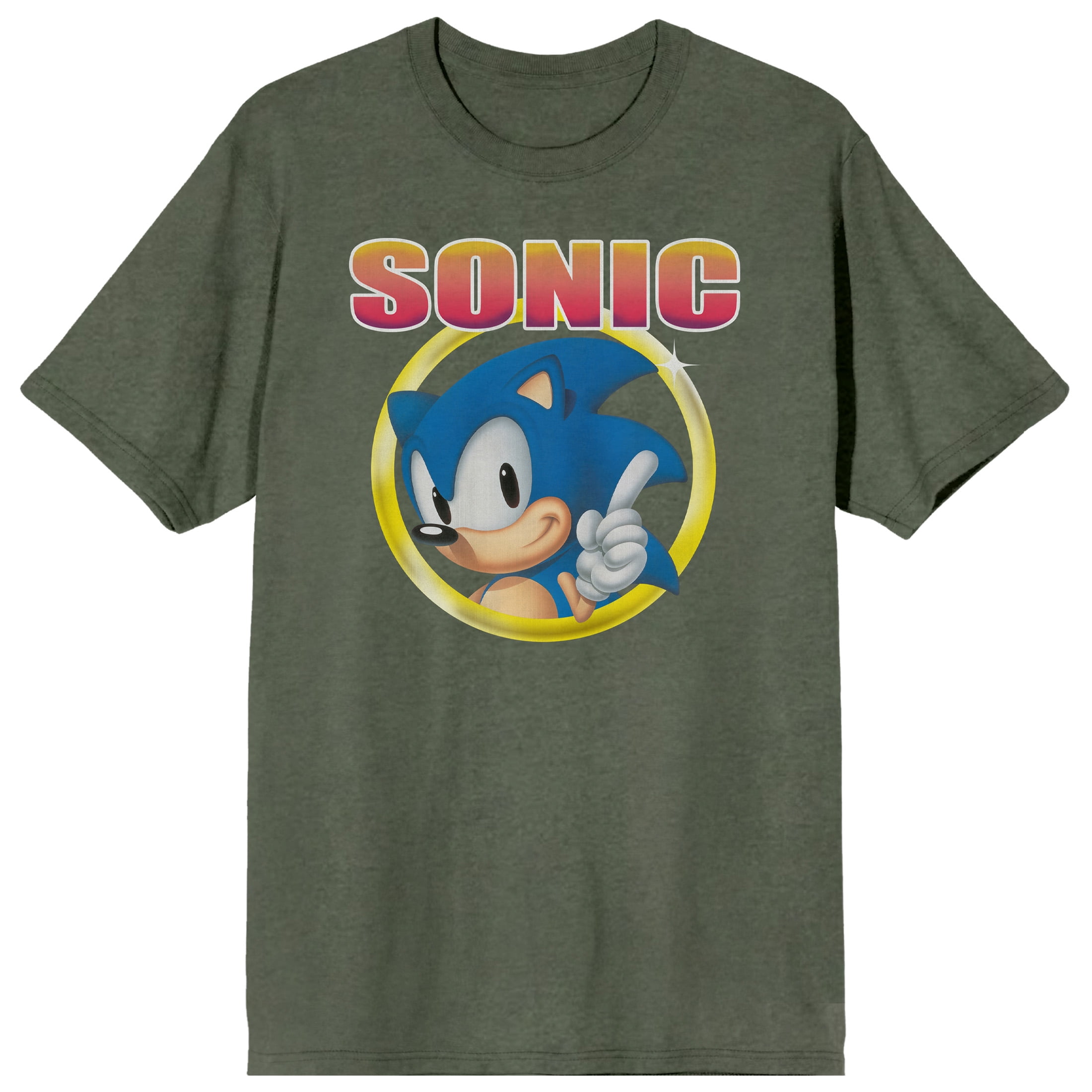 Sonic the Hedgehog Distressed Art Men's Monterrey Sage Short Sleeve Tee ...