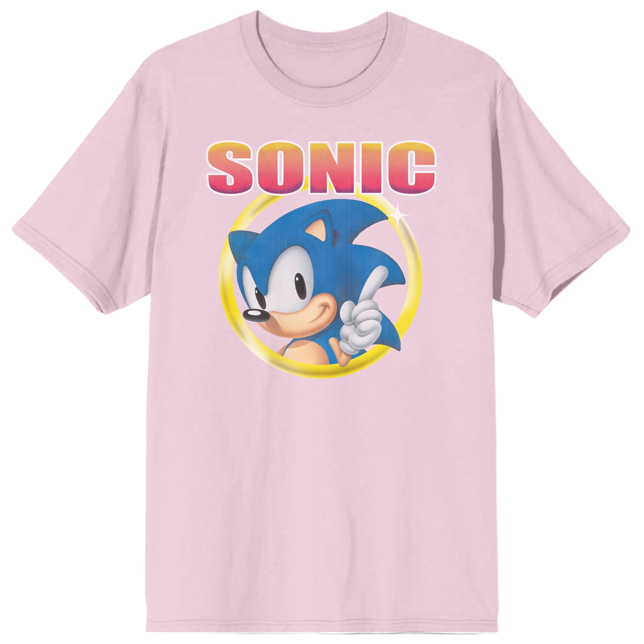 Sonic the Hedgehog Distressed Art Men's Pink Short Sleeve Tee-Large ...