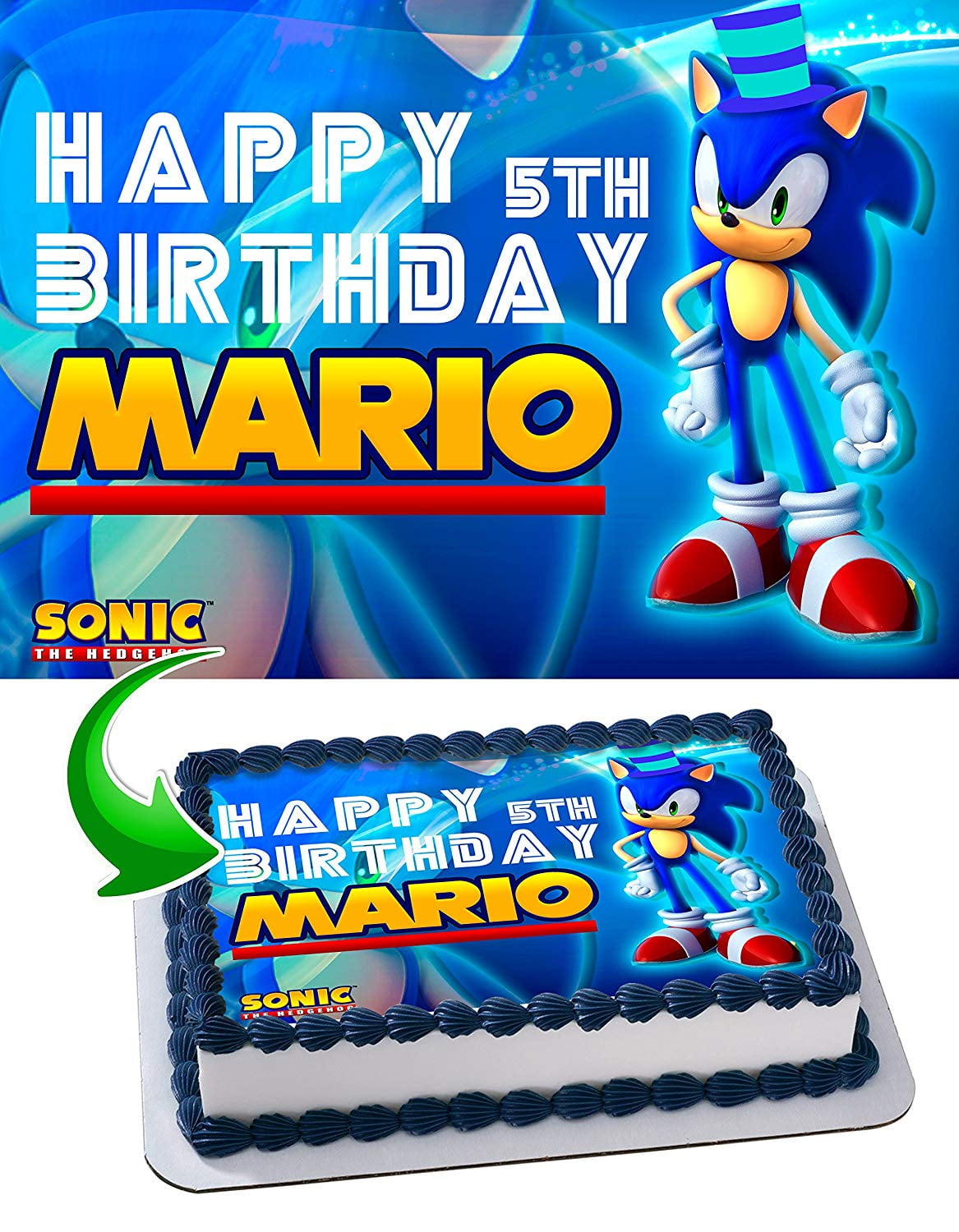 Sonic the Hedgehog - Edible Cake Topper - 11.7 x 17.5 Inches 1/2 Sheet ...