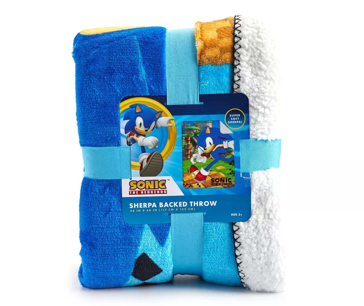 Sonic Soft Sherpa Backed Gaming Fleece Blanket Throw, 46" X 60 ...