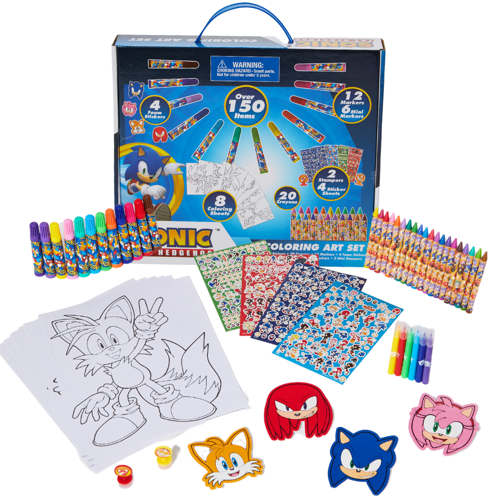Sonic the Hedgehog Kids Art Kit Stickers Markers and Crayons for Boys ...