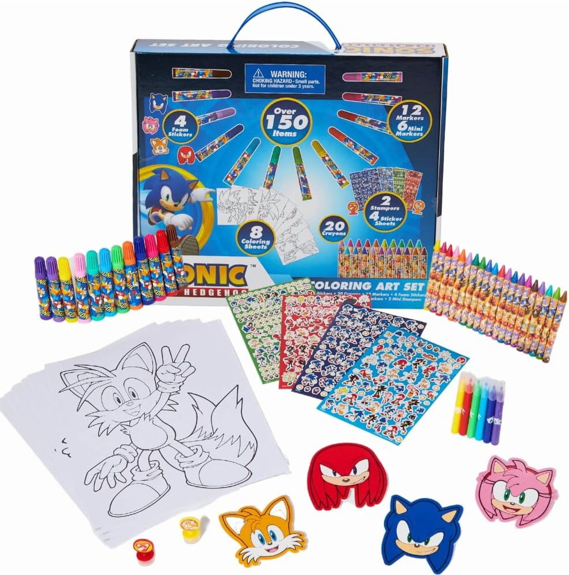 Sonic the Hedgehog Kids Art Kit Stickers Markers and Crayons for Boys ...