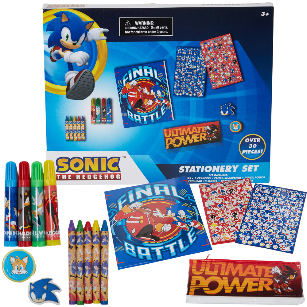 Sonic the Hedgehog Kids Coloring Art Set with Pencil Case Markers ...