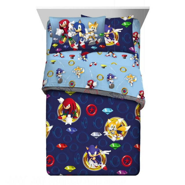 Sonic the Hedgehog Kids Full Bed in a Bag, Gaming Bedding, Comforter ...