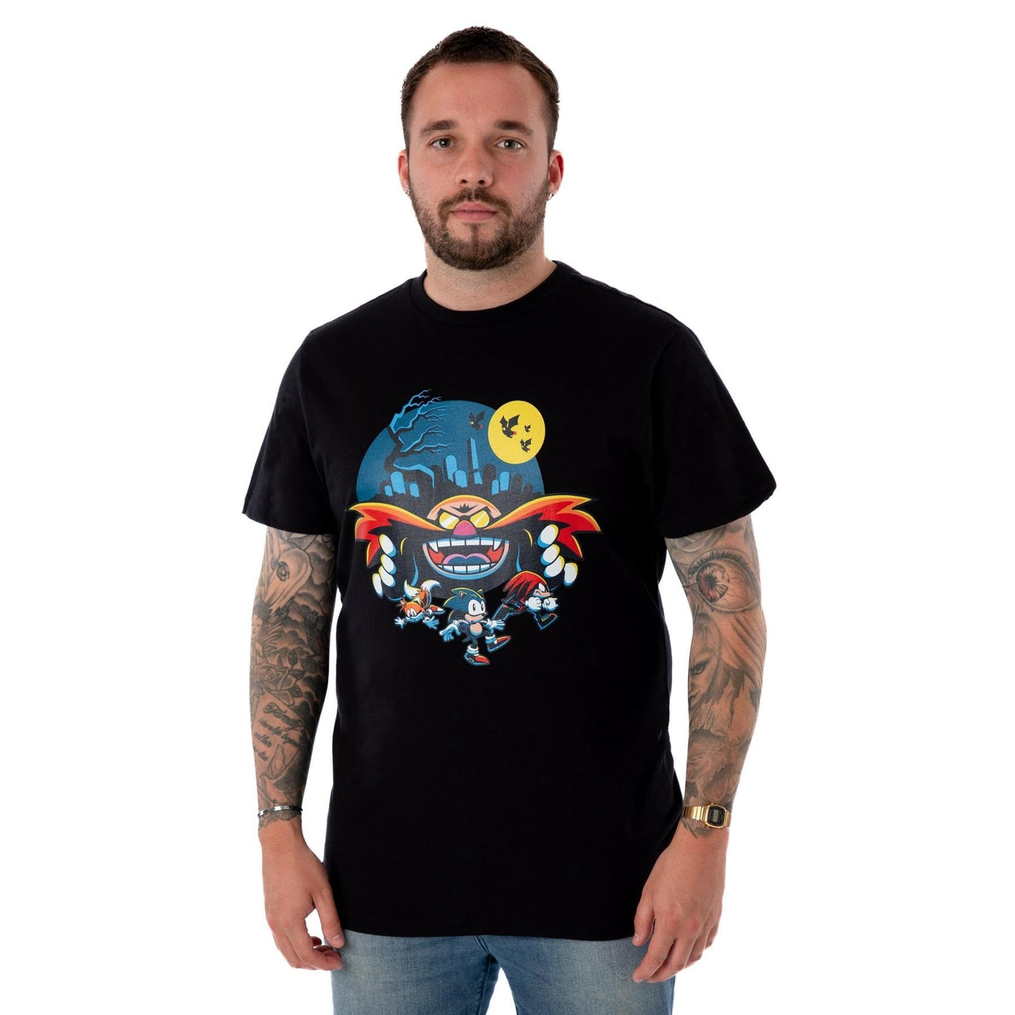 Sonic the Hedgehog Mens T-Shirt ,Dr. Eggman Halloween Black Short ...