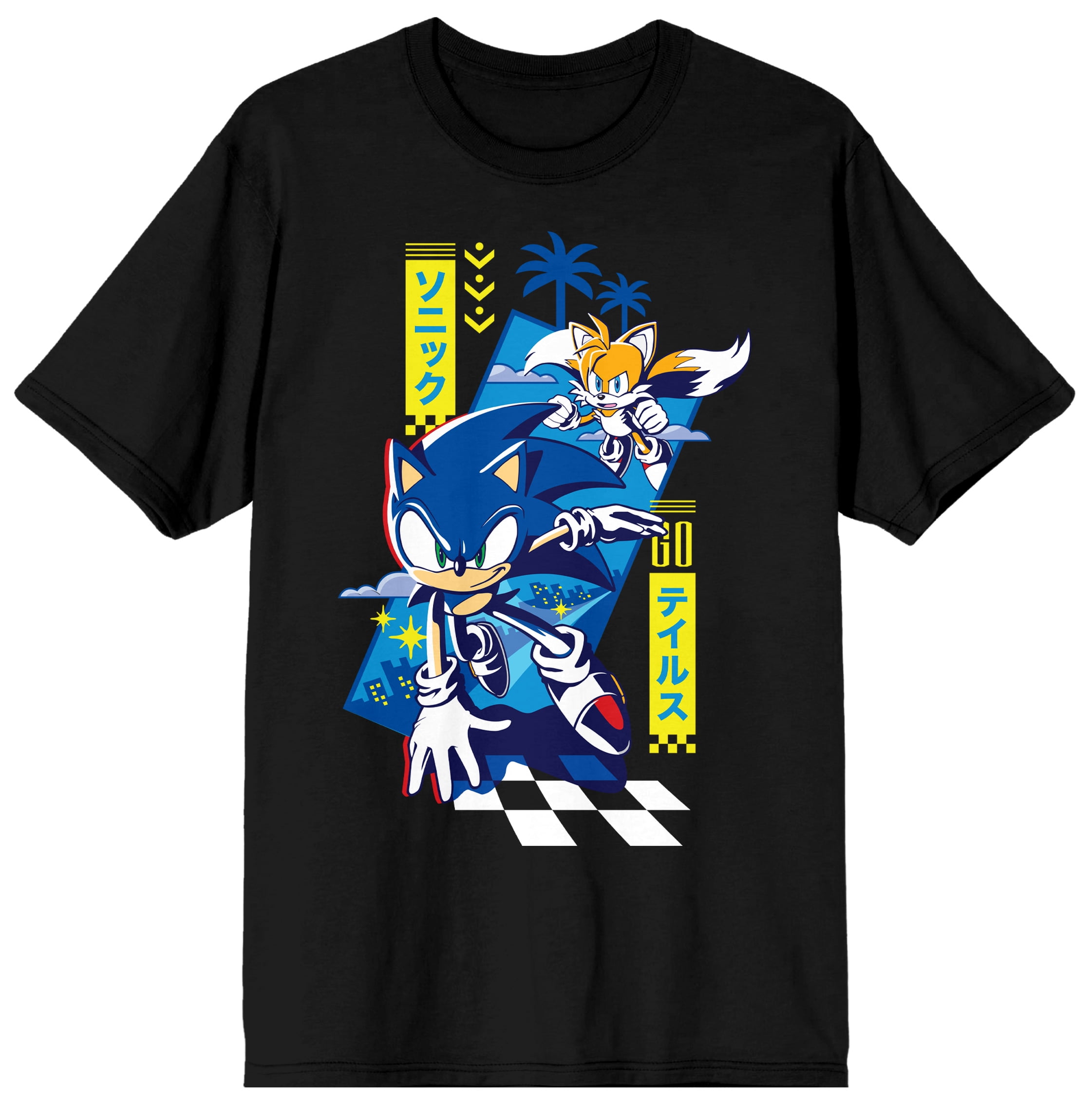 Sonic the Hedgehog Modern Sonic and Tails Men's Black Graphic Tee-6XL ...
