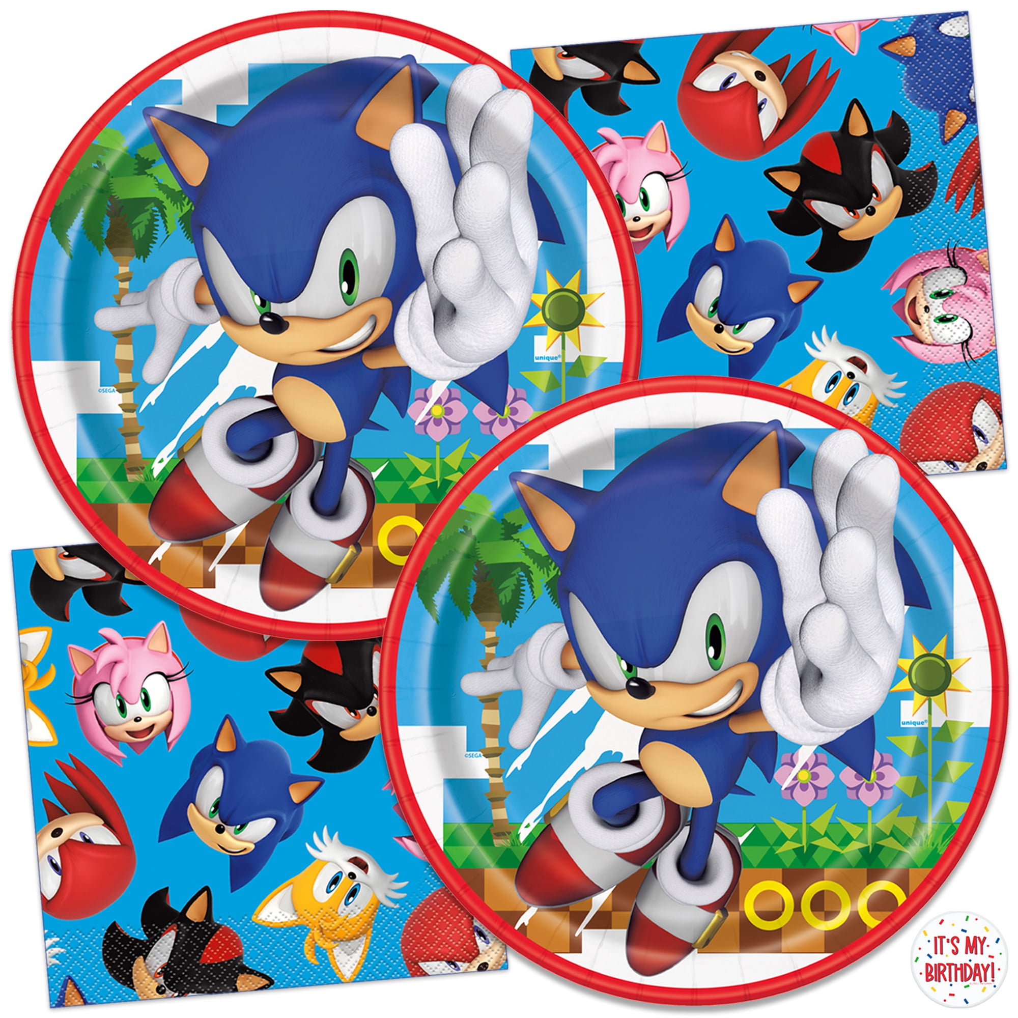 Sonic the Hedgehog Plates and Napkins for 16 | Sonic Birthday Party ...