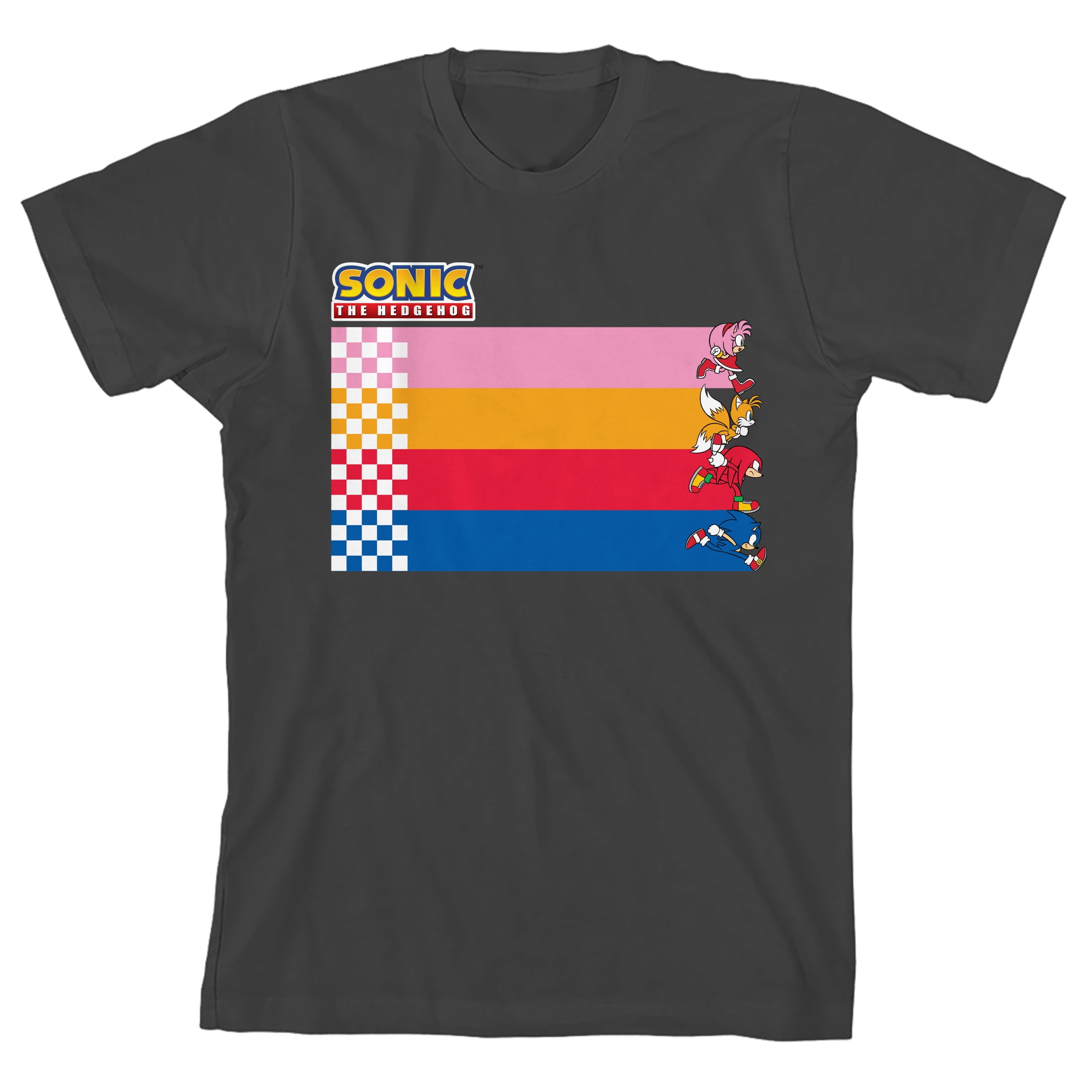 Sonic the Hedgehog Racing Stripes Youth Girl Charcoal Short Sleeve Tee ...
