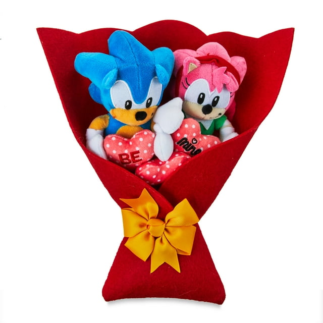 Sonic the Hedgehog Stuffed Animal Plushy: Amy Rose & Heart Bouquet ...