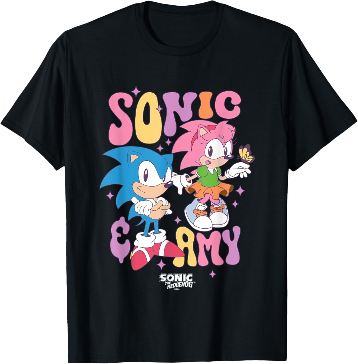 Sonic the Hedgehog and Amy Rose Vintage Style T-Shirt - Walmart.com
