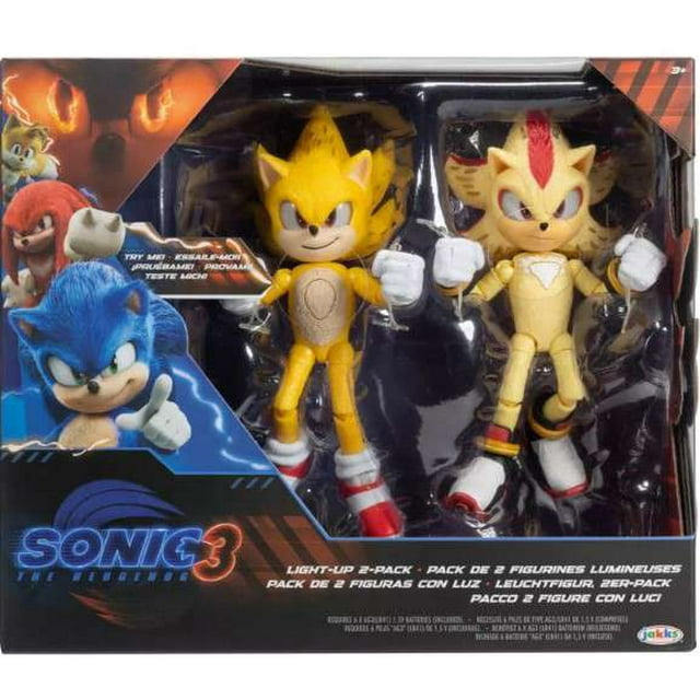Sonic The Hedgehog Light Up Super Sonic & Super Shadow Action Figure 2-Pack - Walmart.com