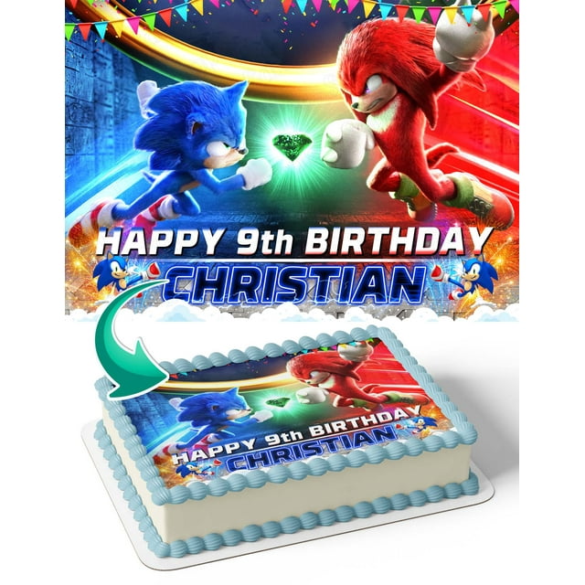Sonic vs Knuckles Edible Image Cake Topper Personalized Birthday Sheet ...