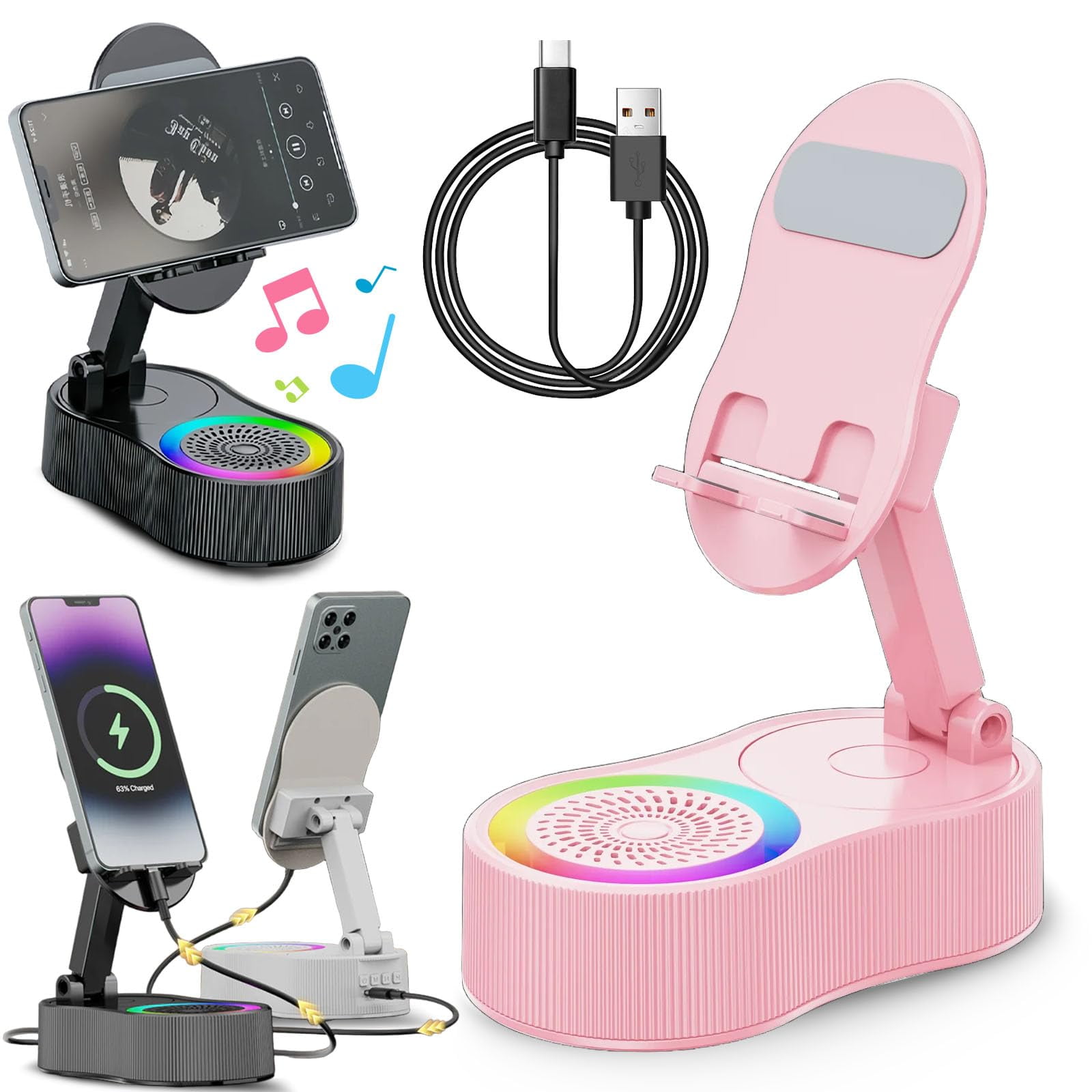 Sonicdrop Dock – No-Pair Magic Speaker & Charging Stand, 5-in-1 Induction Bracket Speaker ...