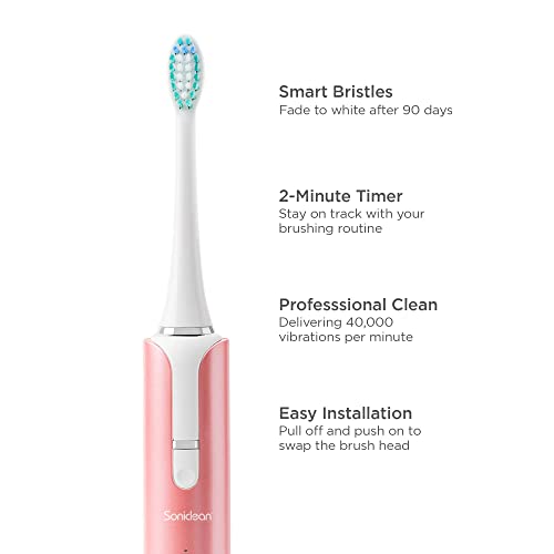 Soniclean Lux Sonic Toothbrush for Adults with 6 Toothbrush Heads ...
