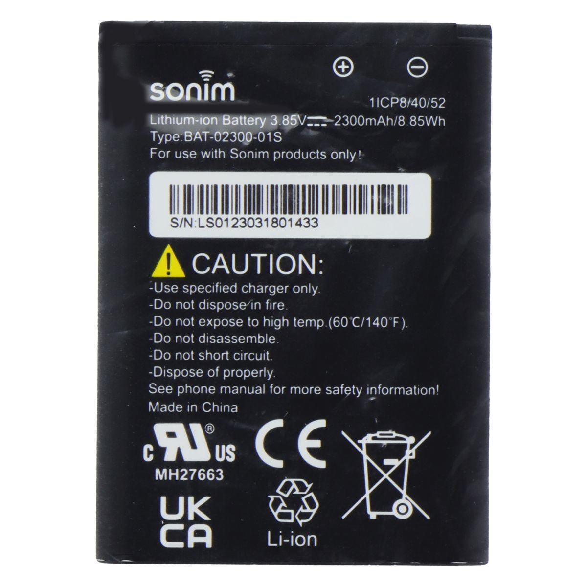 Sonim 3.85V 2300mAh Lithium-ion Battery (BAT-02300-01S) for XP3 Plus ...
